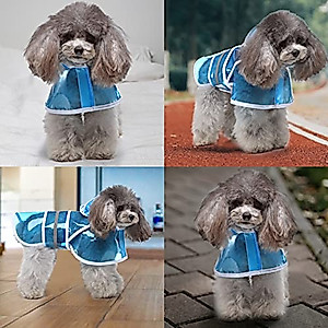 KTHZI Dog Raincoat Adjustable Pet Waterproof and Windproof Clothes Lightweight Rain Jacket Poncho for Hoodies with Strip Reflective(D Blue,Medium，YY31)