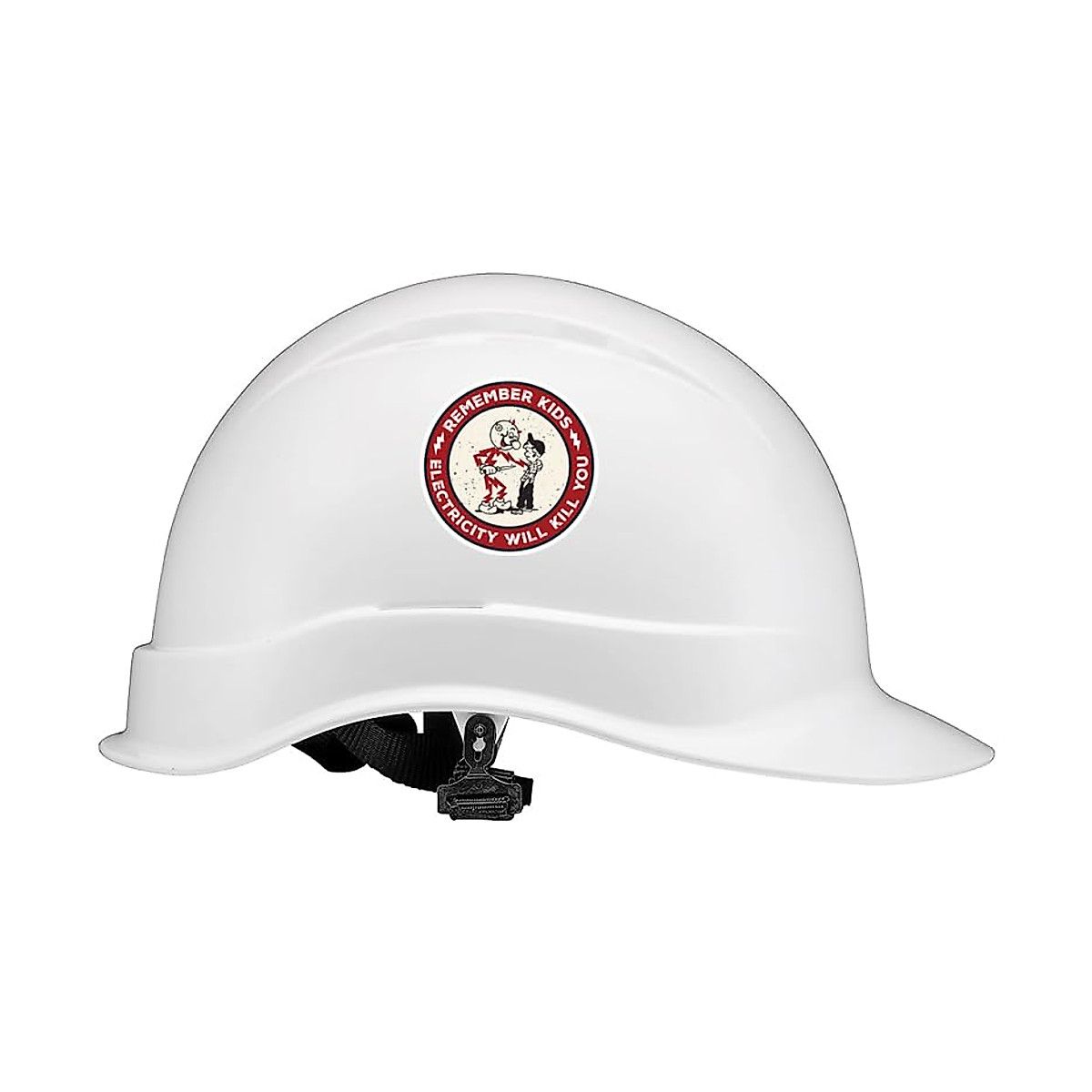 Remember Kids Electricity Will Kill You Sticker - Hard Hat Stickers, Reddy Kilowatt Warning Stickers; Set of 5 - Ideal for Electrician's Hard Hat, Laptop, Water Bottle, Car, and Helmet