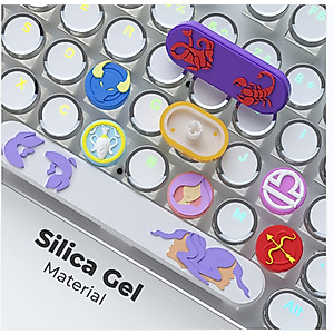 STOGA Keyboard Keycaps Set, Cute Keycaps for 61/87/104 Typewriter Keyboard Round Keycap, Silicone Custom Keycaps Gift Set for Home/Girl to DIY Gaming Keyboard-Only Keycaps&Gift Box(12 Constellations)