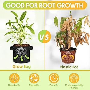 Nuanchu 60 Packs 2 Gallon Grow Bags Bulk Aeration Fabric Pot with Handles Thickened Nonwoven Garden Bags to Healthy Root Growth Vegetables Heavy Duty Grow Pots Planting Bag Planter for Flower Fruits