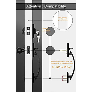 goldenwarm Black Front Door Knob Handle, Entry Door Handle and Reversible Handle Knob, Single Cylinder Front Door Handle Only, Matte Black Front Door Entry Handleset, Entry Way Door Handle