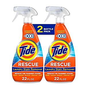 Tide Laundry Stain Remover Spray with Oxi, Stain Remover for Clothes, Carpet, Upholstery, Pet Bedding, & More, Stain Treater Spray for Tough Stains from Wine, Coffee, Grease, 21.5 Fl Oz (Pack of 2)