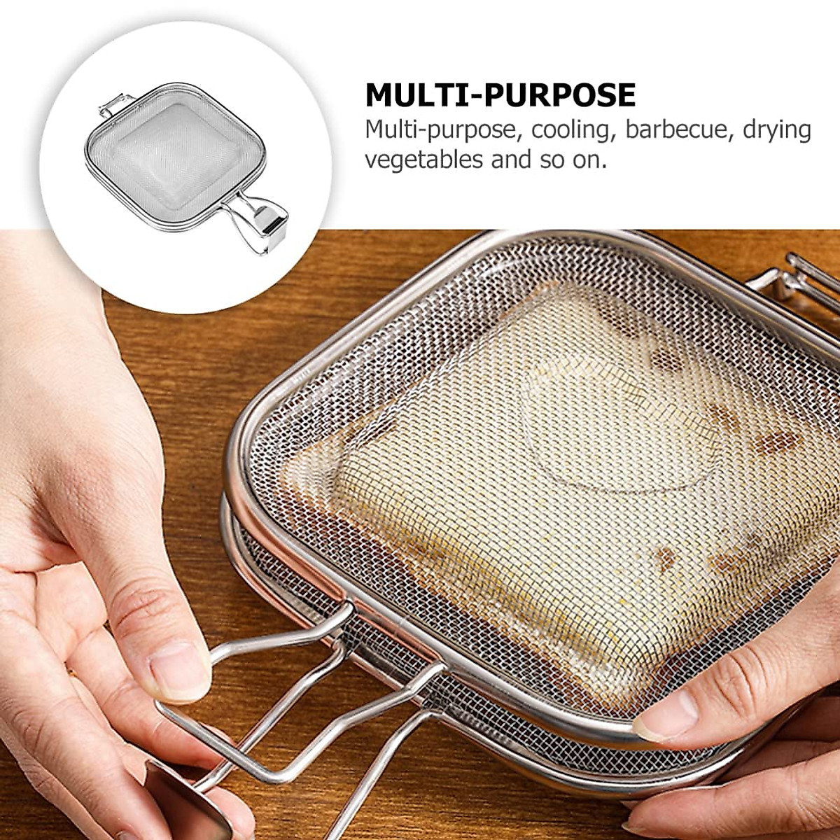 UPKOCH Barbeque Grill Accessories Sandwich Maker Roasting Baking Grill: Non- Stick Sandwich Panini Press Making Basket Bread Grill Tray Crisper Tool