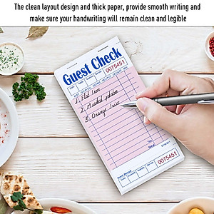 DGBDPACK Server Guest Checkbook, 5 Pack EP-3632-1 Server Note Book, Thick Server Paper with Guest Receipts, Waitress Notepads - 250 Orders Total (Pink, 6.75" x 3.5")
