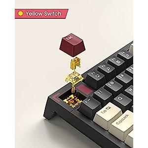 Compact 80% Mechanical Gaming Keyboard, Wired tkl Keyboard with Yellow Switches, Ergonomic Design Retro Style Gaming Keyboard with Rainbow Led Backlit for Windows PC Mac, Black & White