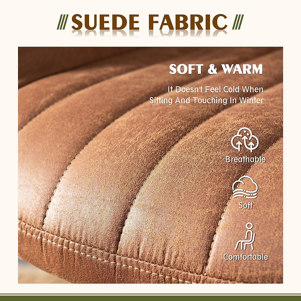 CAODOC High Back Office Chair,Modern Swivel Office Chair,Brown Suede Fabric Gaming Chair,Height Adjustable Home Office Desk Chair with Lumbar Support