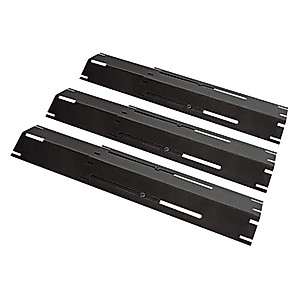 Unicook Heavy Duty Adjustable Porcelain Steel Grill Heat Plate Shield Replacement, Heat Tent, Flavorizer Bar, Burner Cover, Flame Tamer for Gas Grill, Extends from 11.75" up to 21" L, 3 Pack