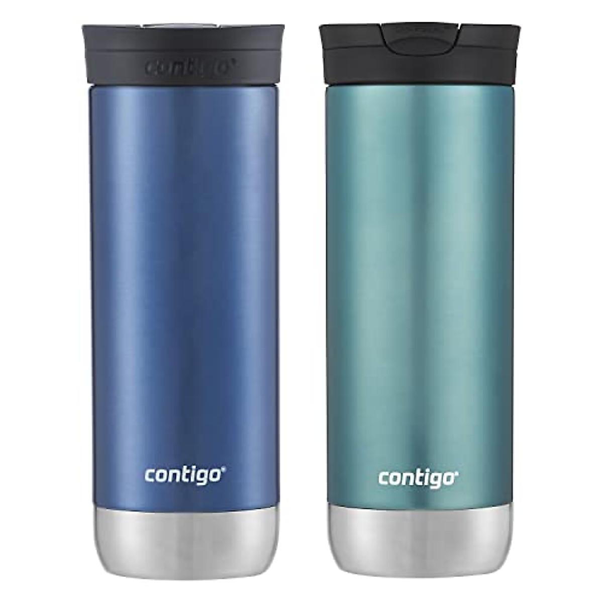 Contigo Huron Insulated Stainless Steel Travel Mug with SnapSeal Lid, 20oz 2 Pack, Blue Corn & Bubble Tea