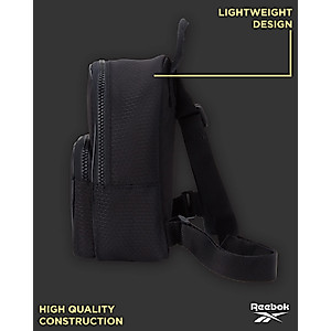 Reebok Women's Backpack - Lightweight Mini Essential Backpack - Small Casual Travel Bag, Black With Rose Gold Logo