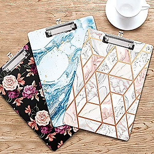 WAVEYU Marble Clipboard Decorative for Office, Cute Clipboard Hardboard with Low Profile Clip Designed for Middle High School College Student Girl Women Adult Teen Gift, Pink+Gold (12.5"x8.5")