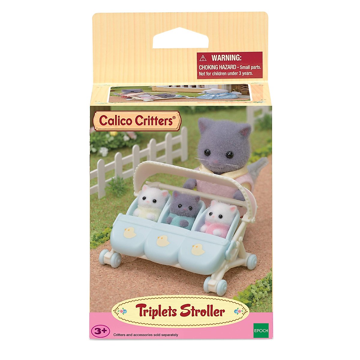 Calico Critters Triplet Stroller - 2-in-1 Stroller and Car Seat Accessory for Triplet Babies
