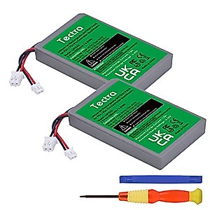 Tectra 2-Pack LIP1522 Battery for Sony Playstation 4 PS4 Slim Pro Dualshock 4 CUH-ZCT1E CUH-ZCT1H CUH-ZCT1U CUH-ZCT2 CUH-ZCT2U Wireless Controller (Big and Small Plug)