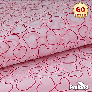 PMLAND Premium Quality Gift Wrap Printed Tissue Paper - Valentine Heart - 15 Inches X 20 Inches 60 Sheets