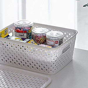 Bekith 9 Pack Plastic Storage Basket, Organizer Tote Bin for Closet Organization, De-Clutter, Accessories, Toys, Cleaning Products and More