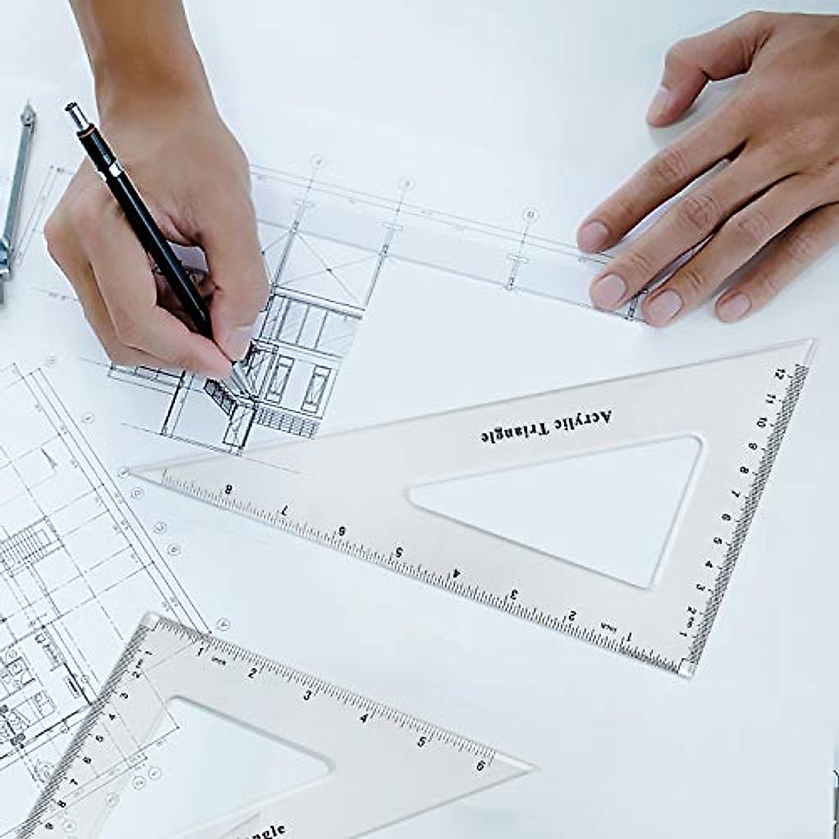 Coopay Large Triangle Ruler Set Square, 30/60 and 45/90 Degrees, Triangle Hollow