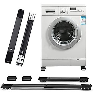 More In Two Adjustable Mobile Stand Base with Telescopic Furniture Dolly Stand with Brake, Firm, Non-Slip, With Wheels, Suitable for Refrigerator Base, Dryer Base, Washing Machine Base, Black