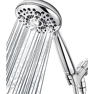 DAKINGS 6 Modes High Flow Handheld Shower Head Set Upgraded 5 Inch Shower Heads with Handheld Spray with Premium Chrome Hand Held Showerhead 60 Inch Stainless Steel Hose for Low Water Pressure