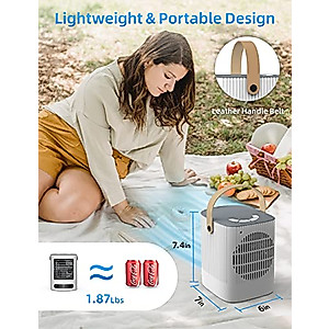 3-IN-1 Portable Air Cooler, USB Powered Desktop Cooling Fan, 3 Levels Spray Humidify & 3 Speeds Personal Air Conditioner Fan w/8 Night Light Modes, Evaporative Air Cooler for Small Room/Office/Camping