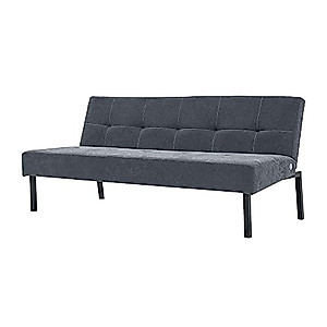 Panana 3 Seater Sofa Bed,Click Clack Armless Sofabed Fabric Couch Recliner,Choice of Colours (Grey)