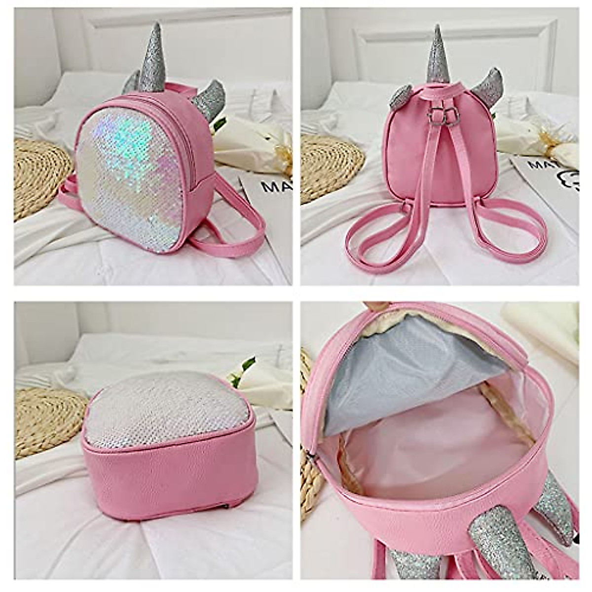 B&Y 12 PCS Unicorn Backpack girls Gifts Jewelry/Necklace/Bracelet/Earring/Hair Clips Toys 3 4 5 Year Old Girl Birthday Gift(Pink)