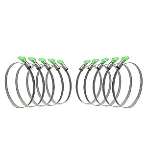 GLIDESTORE 10Pack 4 Inch Hose Clamp, Key Type Adjustable Stainless Steel 4 inch Duct Clamps, Pipe Clamp, Worm Gear Clamps, Dryer Vent Clamp, Thumb Screw Metal Clamps, Easy Turn Clamp, 4” Hose Clamps