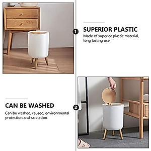 DOITOOL Trash Can Garbage Bin with Press Top Lid Modern Waste Basket Kitchen Waste Can Bucket for Kitchen Bathroom Bedroom Living Room Office White