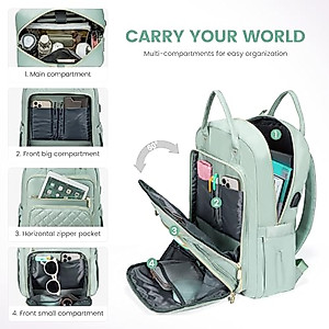 LOVEVOOK Laptop Backpack for Women, Water Resistant Travel Work Backpacks Purse Stylish College Business Teacher Nurse Computer Bag with USB Charging Port, Fits 15.6" Laptop