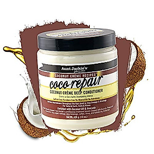 Aunt Jackie's Coconut Crème Recipes Coco Repair Deep Hair Conditioner, Delivers Nourishment, Stops Damage, Breakage for Natural Curls, 15 oz