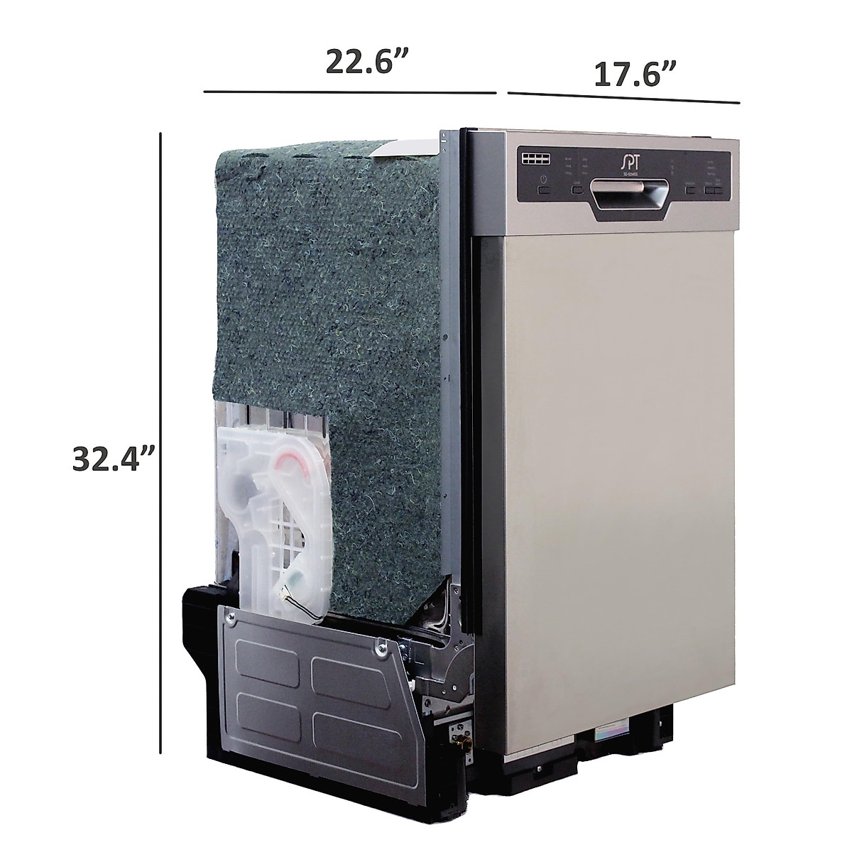 SPT SD-9254SSA 18″ Wide Built-In Dishwasher w/Heated Drying, ENERGY STAR, 6 Wash Programs, 8 Place Settings and Stainless Steel Tub – Stainless