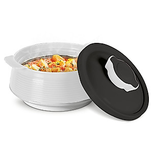 Milton Casserole for Hot Food, Double Walled Insulated Inner Stainless Steel Hot Pot with Lid, Serving box for Food and Roti, Serving Bowl, Set of 3 (Size 62, 45, 28 oz) Venice, Micro White