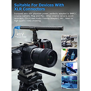 SYNCO XLR Shotgun Microphone, Shotgun Mic D2 Hyper Cardioid Directional Condenser Mic with XLR Connector, Video/Audio Recording for Camcorders, Shotgun-Microphone-XLR-Condenser-Mic