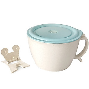 shopwithgreen Microwave Noodle Bowls With Lid - 40 OZ Large Wheat Straw Soup Mug with Phone Holder - Microwave & Dishwasher Safe, for Soup, Noodle, Ramen, Cereal