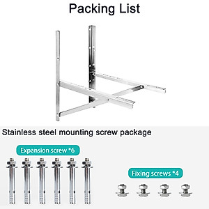 Mini Split Wall Mounting Bracket for 9000-24000 BTU Condenser, POIUNA Stainless Steel Ductless Mini Split Bracket up to 507 lbs for Air Conditioner Heat Pump Systems HVAC, Compressor