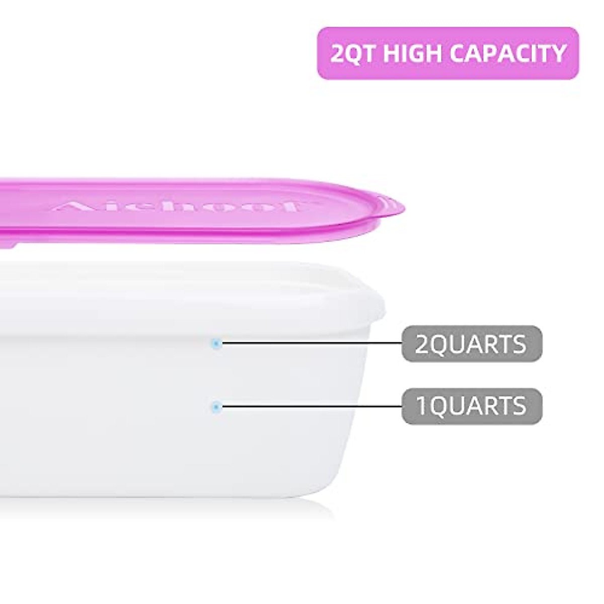 2 Quart Large Ice Cream Container with Lid and Stainless Steel Scoop, Double layer Freezer Storage Container Tub for sorbet and frozen yogurt or gelato, BPA FREE, Dishwasher Safe-Purple Lid