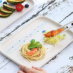 Cabilock Wheat Straw Dinner Plate 1pc Decorative Serving Trays Coffee Table Tray Wood Tea Plate Wheat Straw Tray Safe Serving Tray Dessert Tray Dinner Plate Fruit