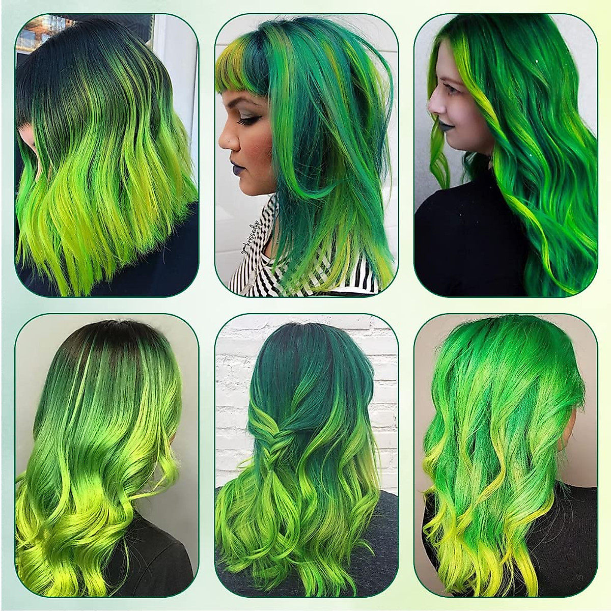 10Pieces 20Inch Colored Hair Extensions Clip In For Women Girls Hiar Accessories Wig Pieces Synthetic Hair Pieces (Green, Bright yellow)