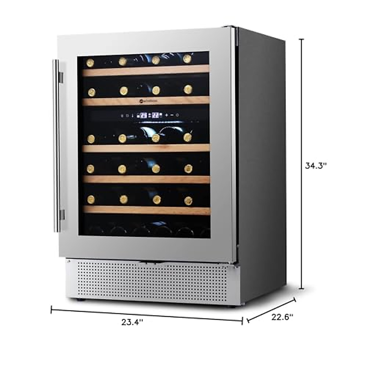 WINEBOSS 24Inch Wine Cooler Refrigerator, 46 Bottle Dual Zone Built-in Under Counter Freestanding Wine Fridge Cooler with Upgrade Compressor Tempered Glass Door Lock, Wine Cellar for Kitchen Bar