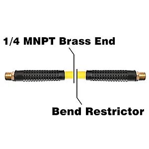 Hromee Hybrid Lead-in Air Hose 3/8 Inch x 6FT with 1/4"NPT Quick Coupler and Plug 300PSI Yellow Whip Compressor Hose Short