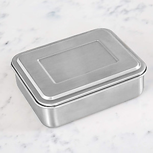 WeeSprout 18/8 Stainless Steel Bento Box (Large) - 3 Compartment Metal Lunch Box, Skid-proof Silicone, for Kids & Adults, Bonus Dip Container, Fits in Lunch & Work Bags, Dishwasher & Freezer Friendly