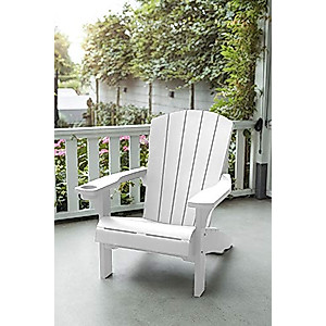 Keter Alpine Adirondack Resin Outdoor Furniture Patio Chairs with Cup Holder-Perfect for Beach, Pool, and Fire Pit Seating, White