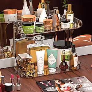 Cq acrylic Clear Bathroom Organizers and Storage,2 Tier Makeup Organizer Countertop for Vanity,Plastic Skincare Cologne Perfume and Skin Care Organizer Shelves,Pack of 1