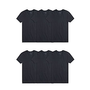 Fruit of the Loom Men's Stay Tucked V-Neck T-Shirt, Extended Sizes - Black/Grey - (Pack of 6) , 3X-Large