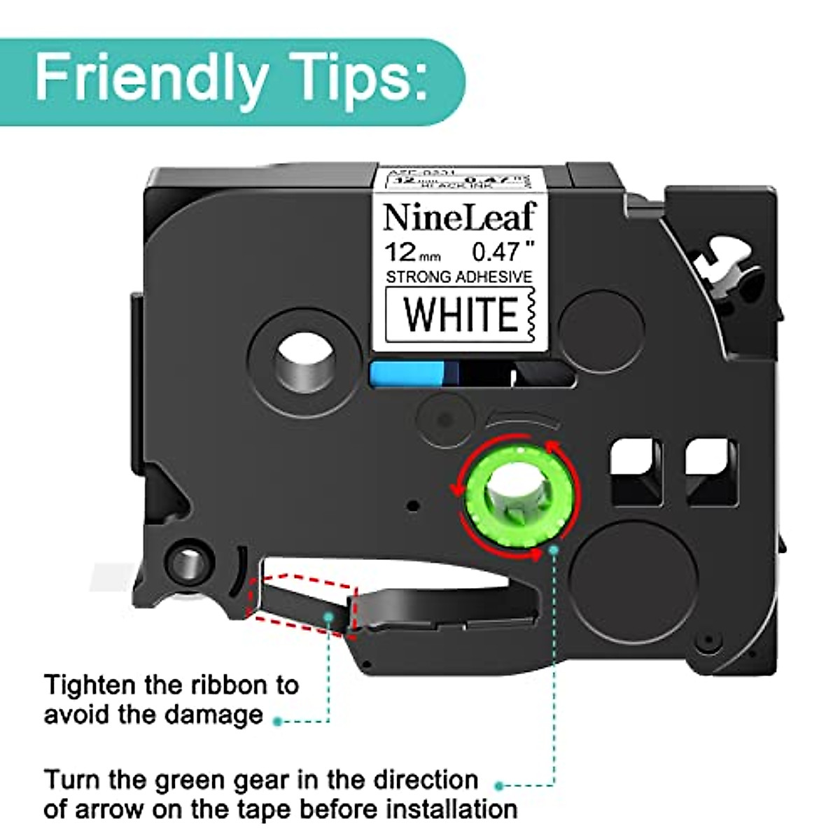 NineLeaf 2 Pack Compatible for Brother P-Touch Label Maker Tape TZe TZ Tape TZe-S231 TZe-231 TZ-231 Laminated 12mm 0.47 Inch Black on White Label Tape for PT-D210 H110 D200 D220 D400 D410 D600 1880