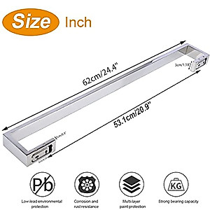TocTen 24 Inch Bath Towel Rack + 4-Pcs Bathroom Hardware Set Stainless Steel Square Towel Rack Set - Include 16 Inch Towel Bar, Hand Towel Holder, Toilet Paper Holder, Robe Hook(Polish Chrome)