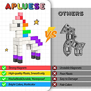 54 PCS Magnetic Blocks, Magnetic Building Blocks for Toddlers 3+, Montessori Toys, Magnetic Cubes, Preschool STEM Educational Sensory Magnet Toys for Kids Ages 3-5 Year Old Boys and Girls