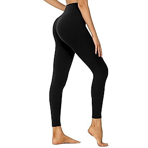 Eyeneen High Waisted Leggings for Women - Full Length Soft Tummy Control Stretchy Yoga Pants Workout Black Reg & Plus Size