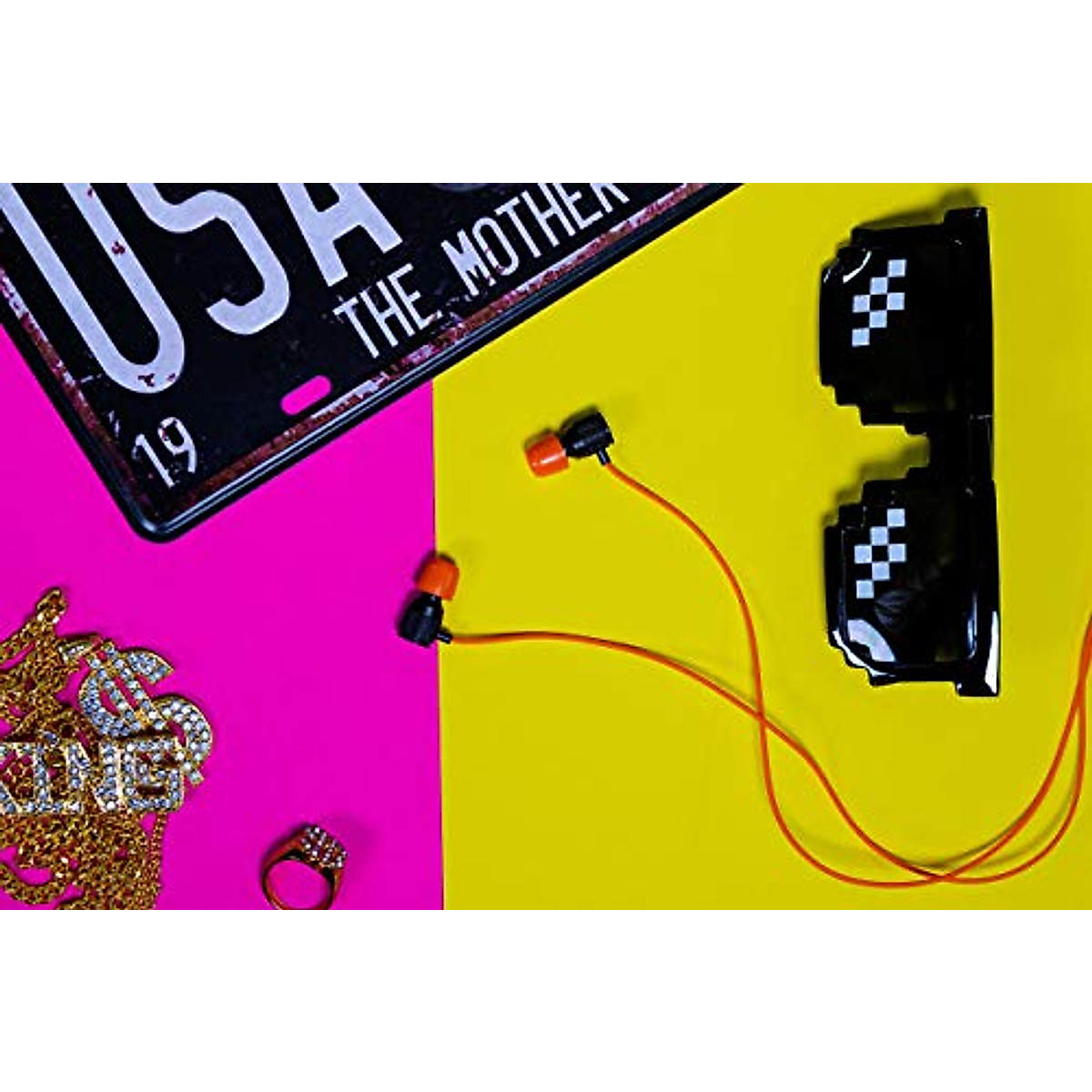 LUDOS Ultra Wired Earbuds in-Ear Headphones, 5 Years Warranty, Earphones with Microphone, Noise Isolating Ear Buds, Memory Foam for iPhone, Samsung, School Students, Kids, Women, Small Ears - Orange