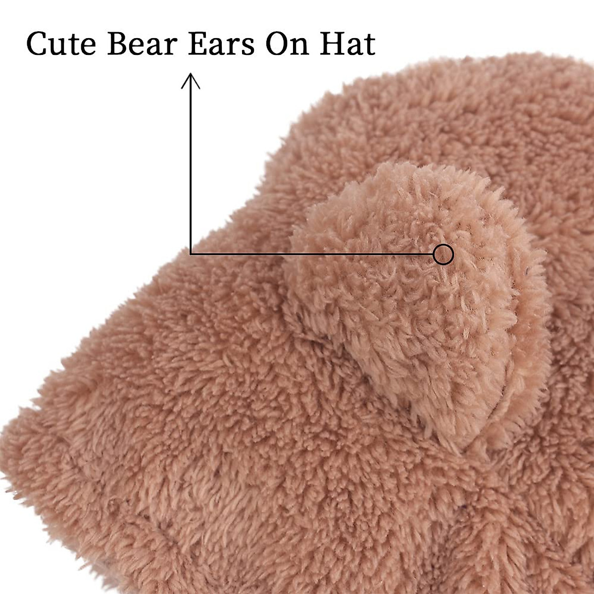 Baby Girls Boys Winter Warm Scarf Hat Kids Thick Earflap Hood Cap with Ear 6M-7T (Khaki,S)