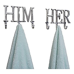 Bliss & Dane His and Hers Towel Hooks for Bathrooms | Set of 2 HIM and HER | Towel Racks for Bathroom |6 Robe Hooks | Bathroom Organizer | Wall Mounted | Bathroom Towel Rack | His and Hers Gifts
