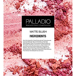Palladio Matte Blush, Brushes onto Cheeks Smoothly, Soft Matte Look and Even Finish, Flawless Velvety Coverage, Effortless Blending Makeup, Flatters the Face, Convenient Compact, Berry Pink